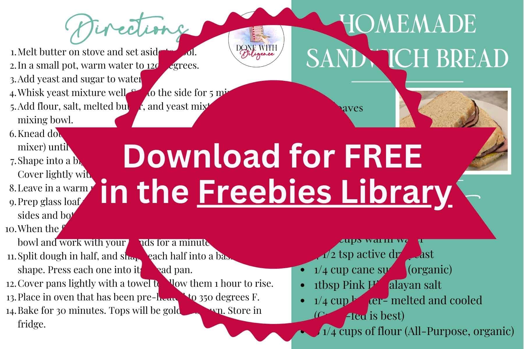 Healthy Homemade Sandwich Bread that Kids Love - Done With Diligence